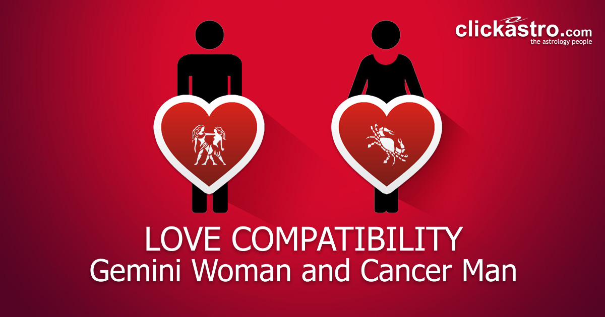 Gemini Woman and Cancer Man - Love Compatibility from Clickastro.com